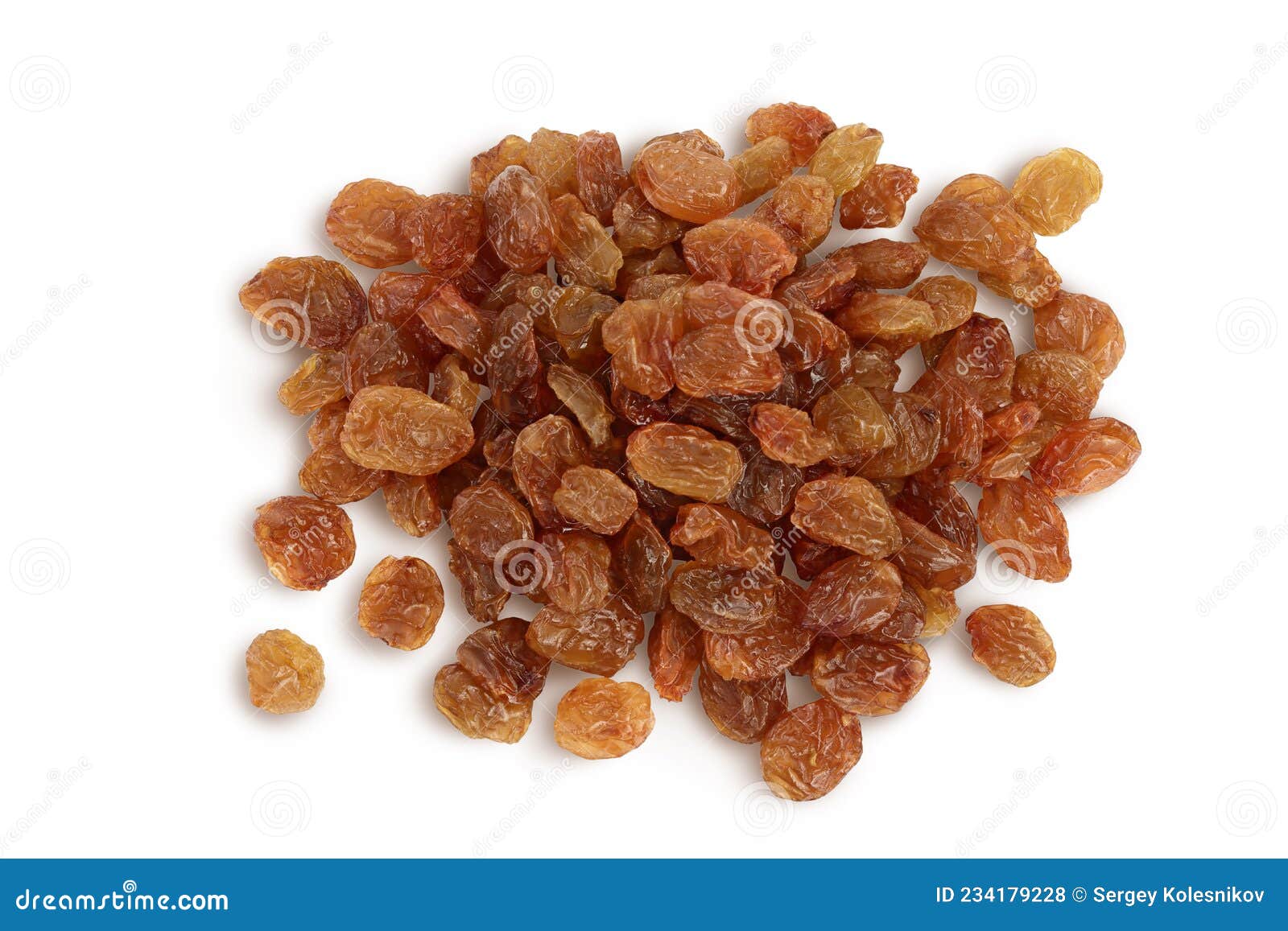 Brown Raisin Isolated on White Background with Clipping Path. Top View ...