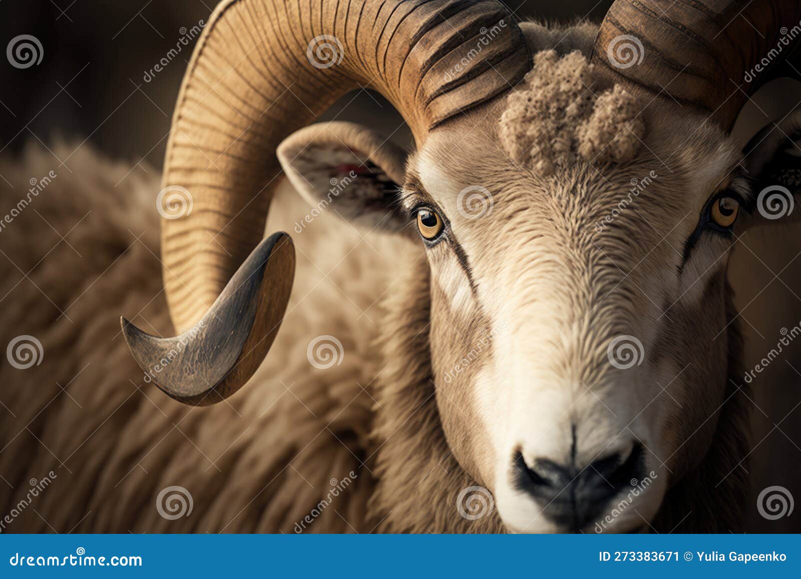 Brown Ram Portrait. Illustration AI Generative Stock Illustration ...
