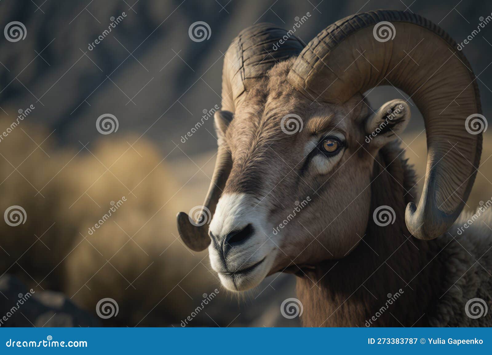 Brown Ram Portrait. Illustration Generative AI Stock Illustration ...