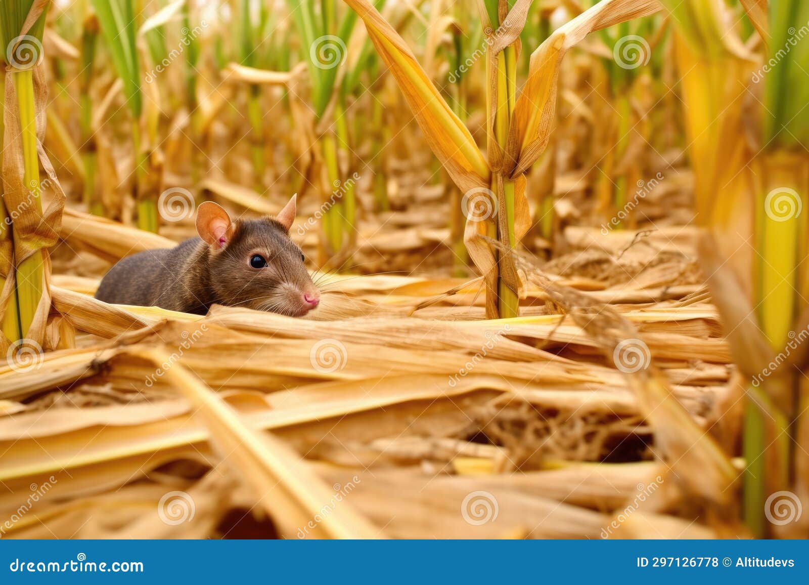 A Brown Rat Navigating through a Corn Field Stock Photo - Image of ...