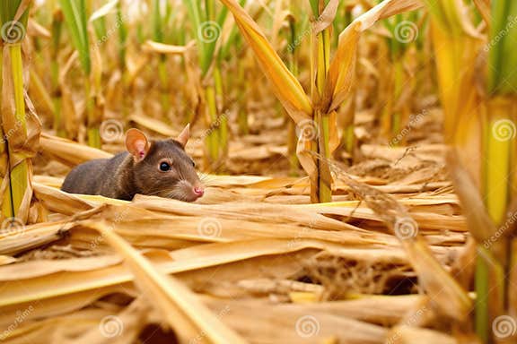 A Brown Rat Navigating through a Corn Field Stock Photo - Image of ...