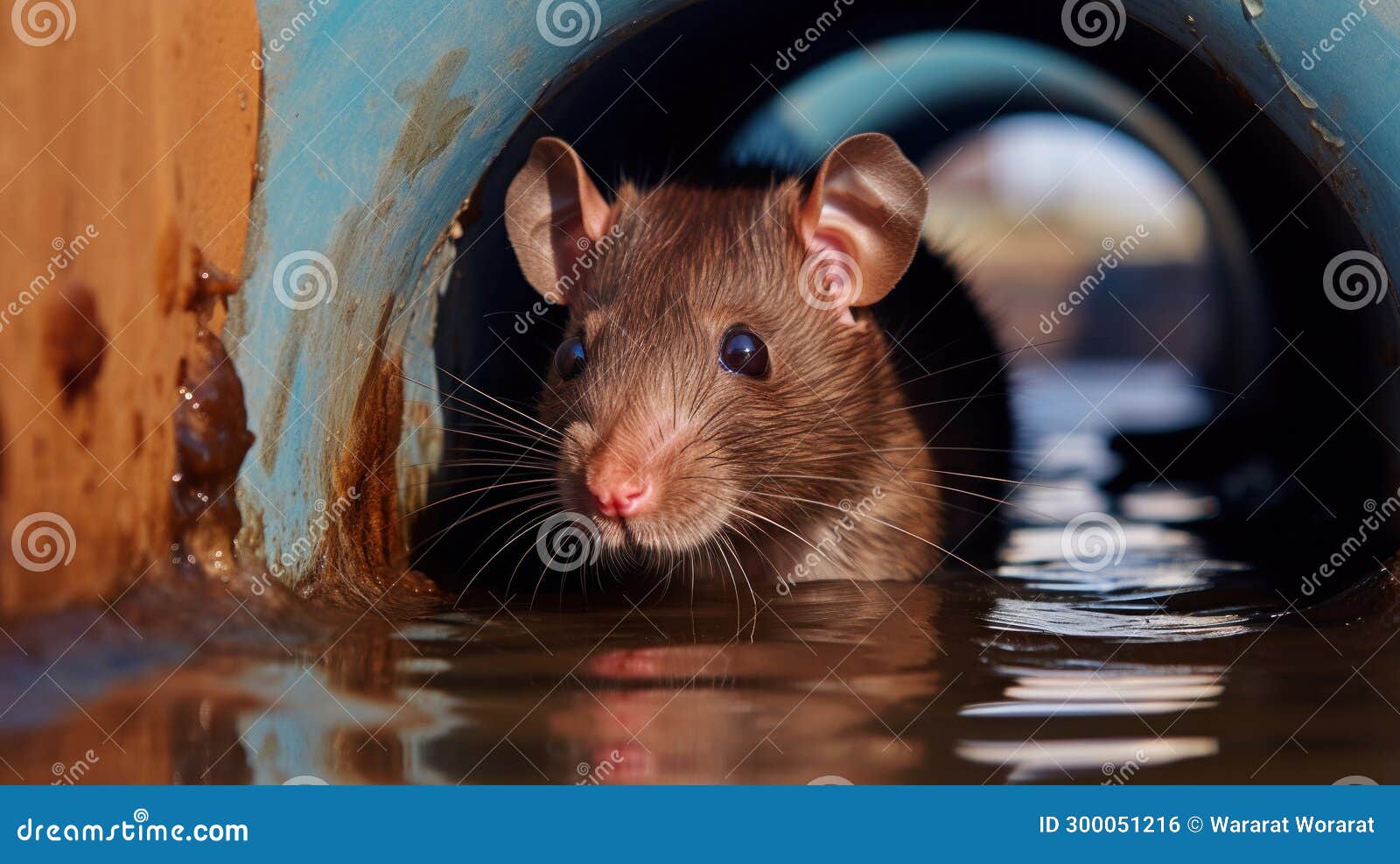 A Brown Rat in a Water Pipe Stock Illustration - Illustration of ...