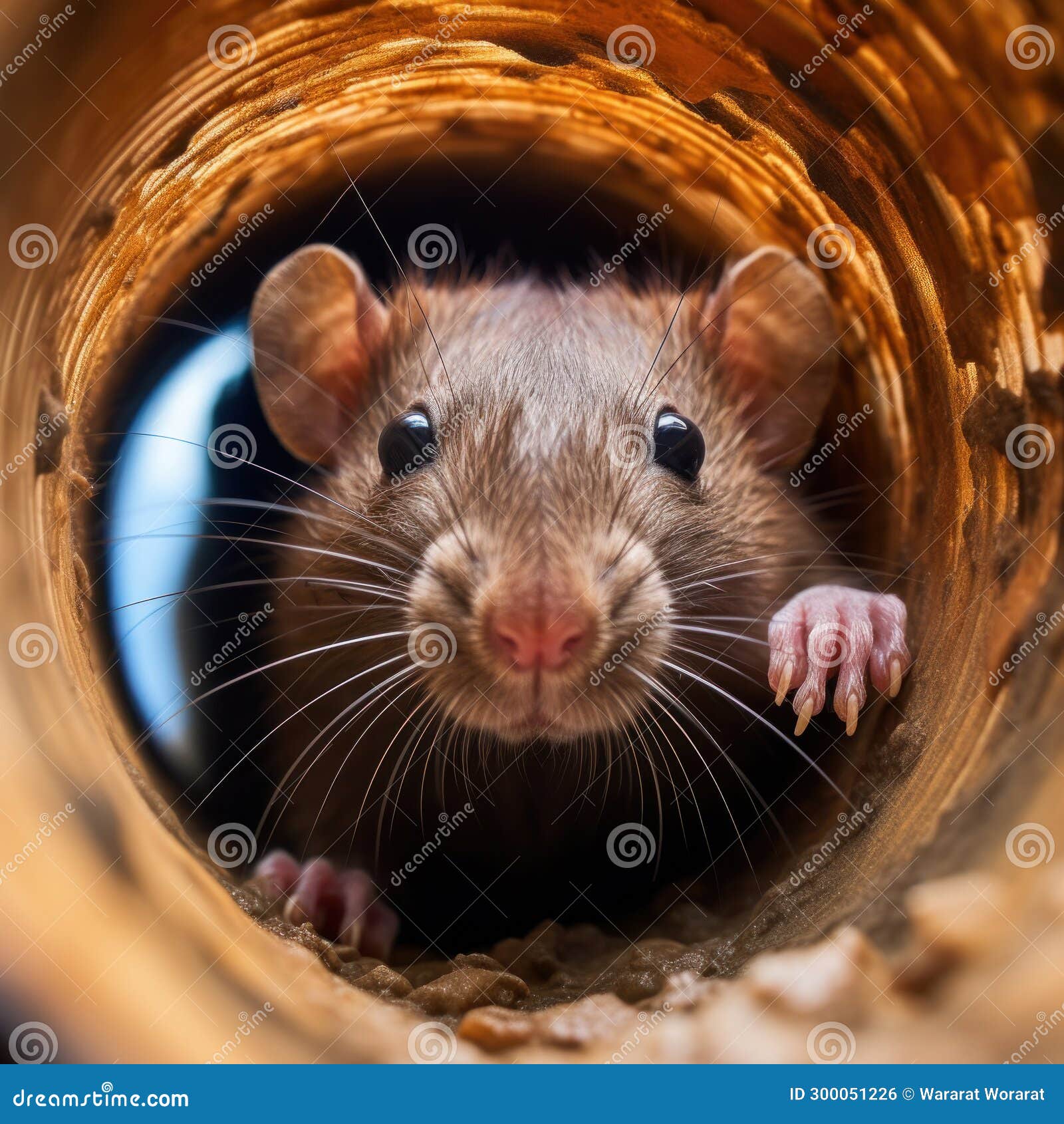 A Brown Rat in a Water Pipe Stock Illustration - Illustration of ...