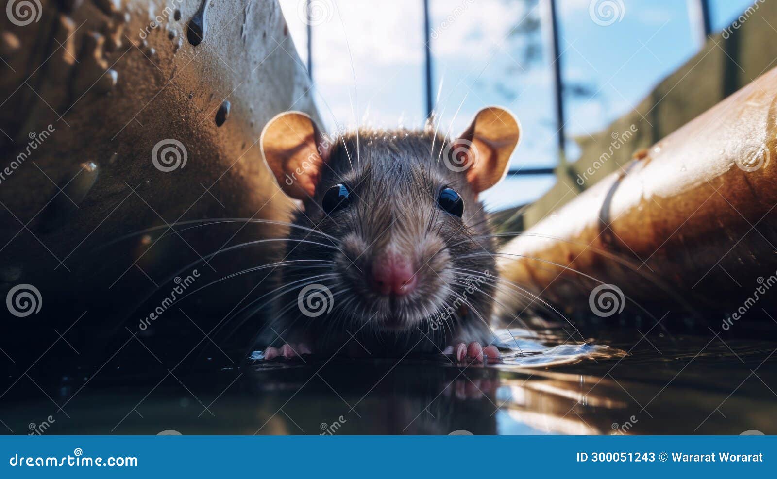 A Brown Rat in a Water Pipe Stock Illustration - Illustration of inside ...