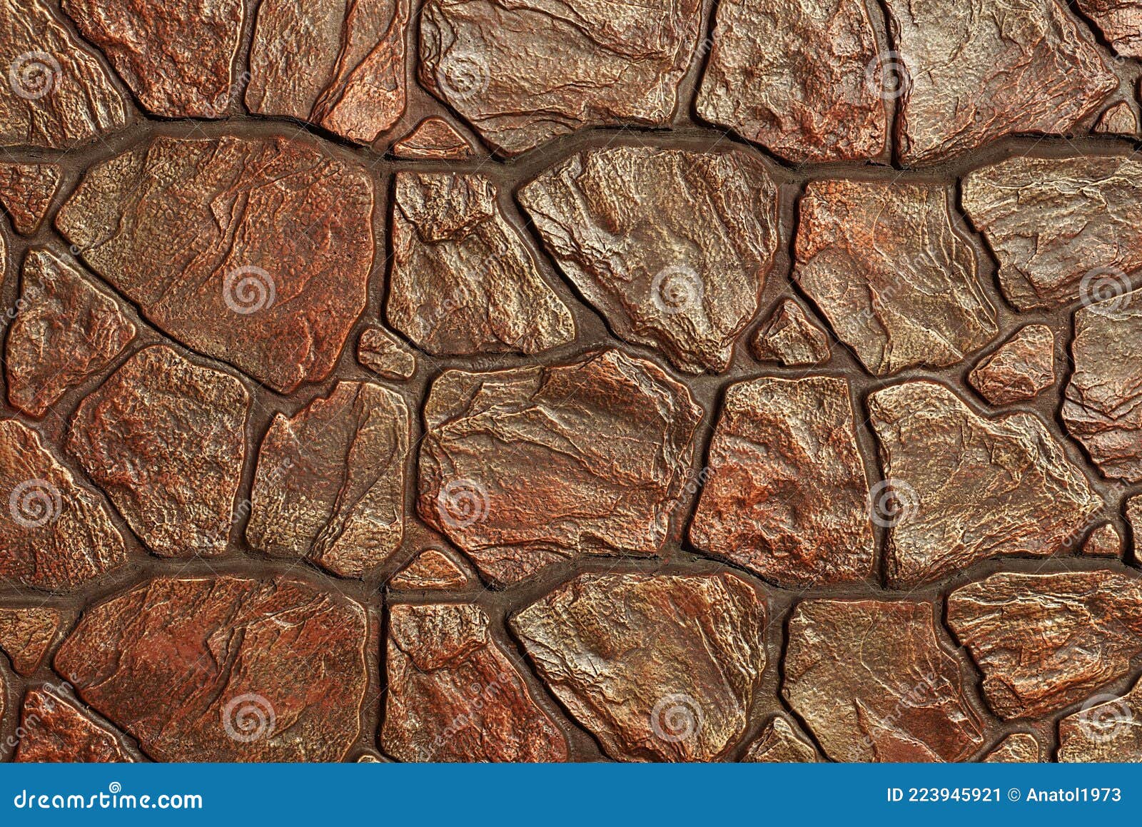 Brown Red Stone Texture of Big Cobblestones in the Wall Stock Image ...