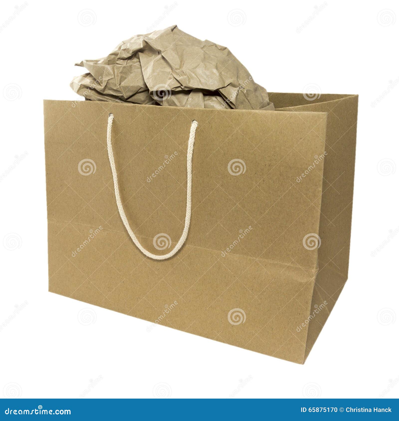 Brown Reusable Paper Bag with Kraft Paper Stock Photo - Image of retail ...