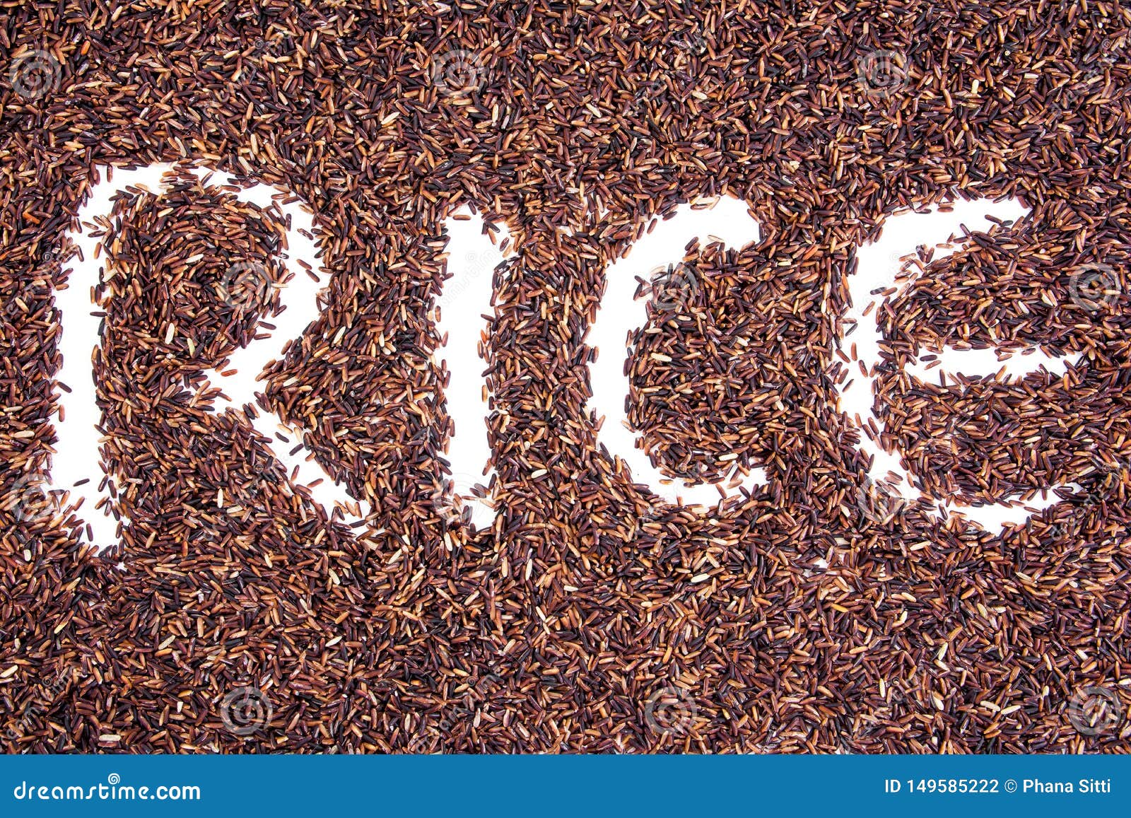 Brown Rice in Alphabet Writing Rice Background Texture Stock Photo ...