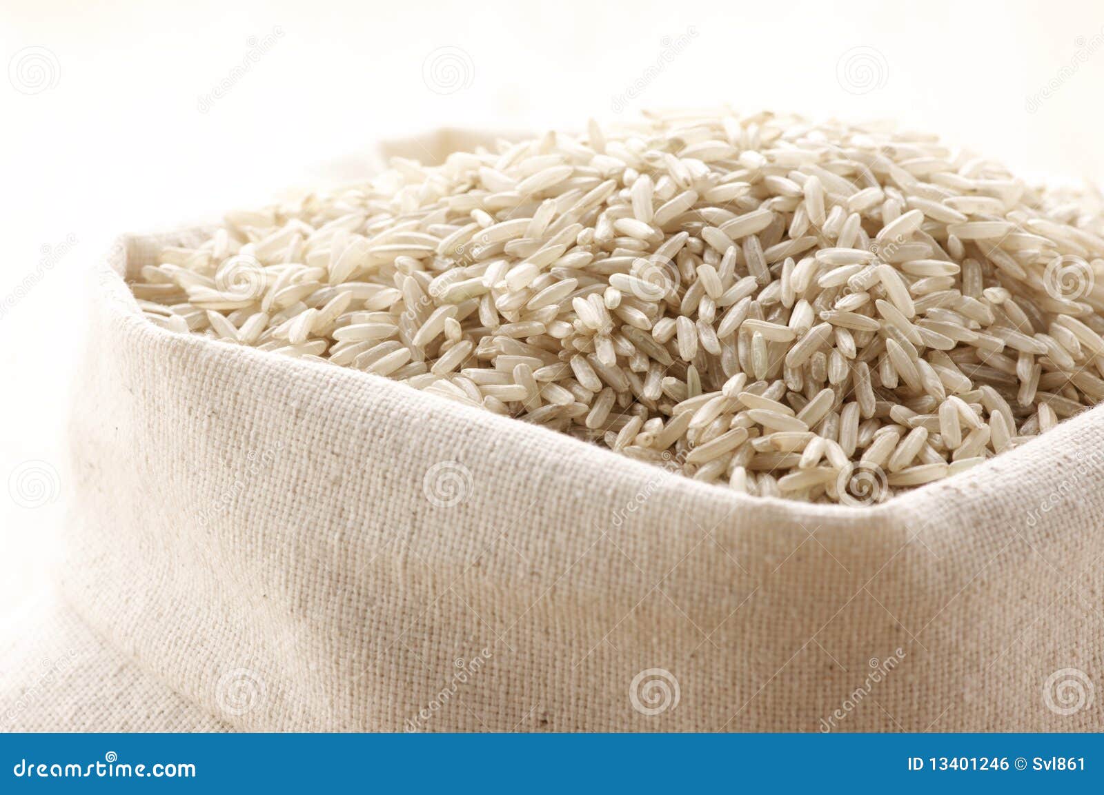 Brown rice in bag stock photo. Image of burlap, grain - 13401246