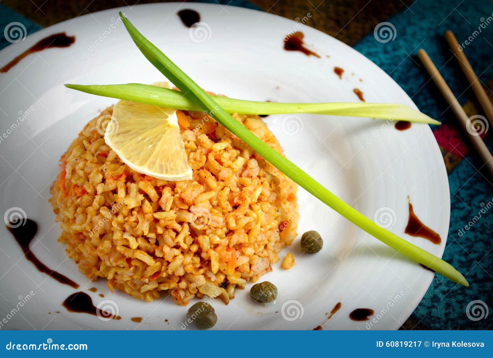 Brown Rice with Capers, Lemon, Chive and Balsamic Vinegar Stock Image ...