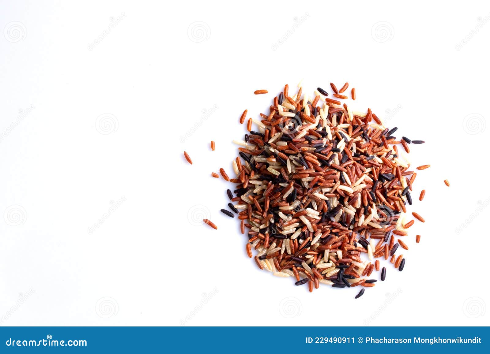 Brown Rice 3 Colors Thai Rice Varieties on a White Background Stock ...