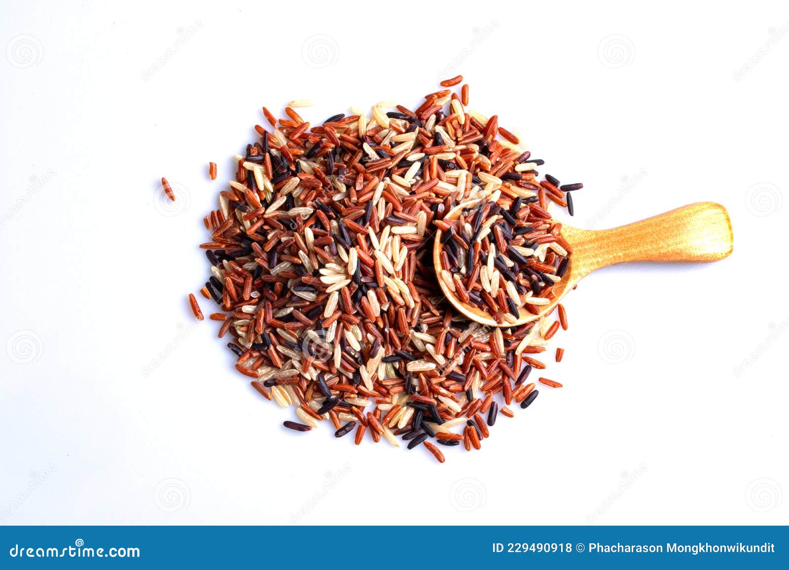Brown Rice 3 Colors Thai Rice Varieties on a White Background Stock ...