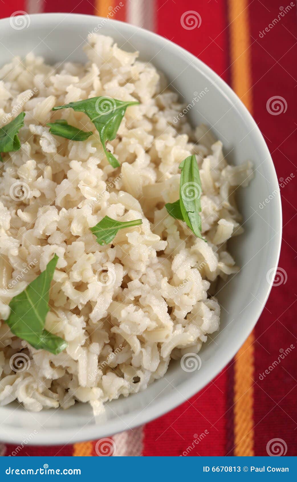Brown rice with garnish stock image. Image of basil, staple - 6670813