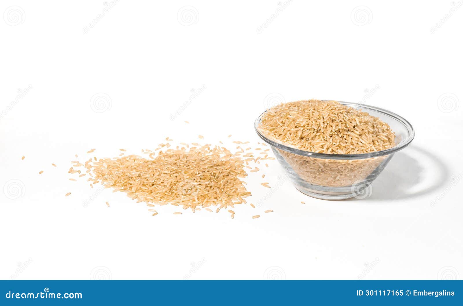 Brown rice in a glass bowl stock image. Image of food - 301117165