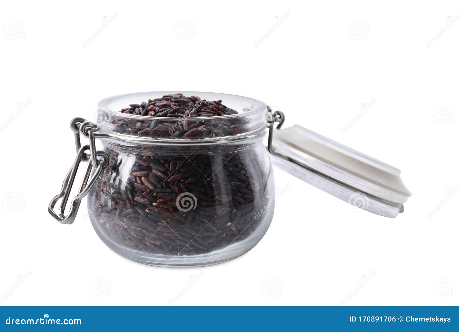 Brown rice in jar isolated stock photo. Image of nutrition - 170891706