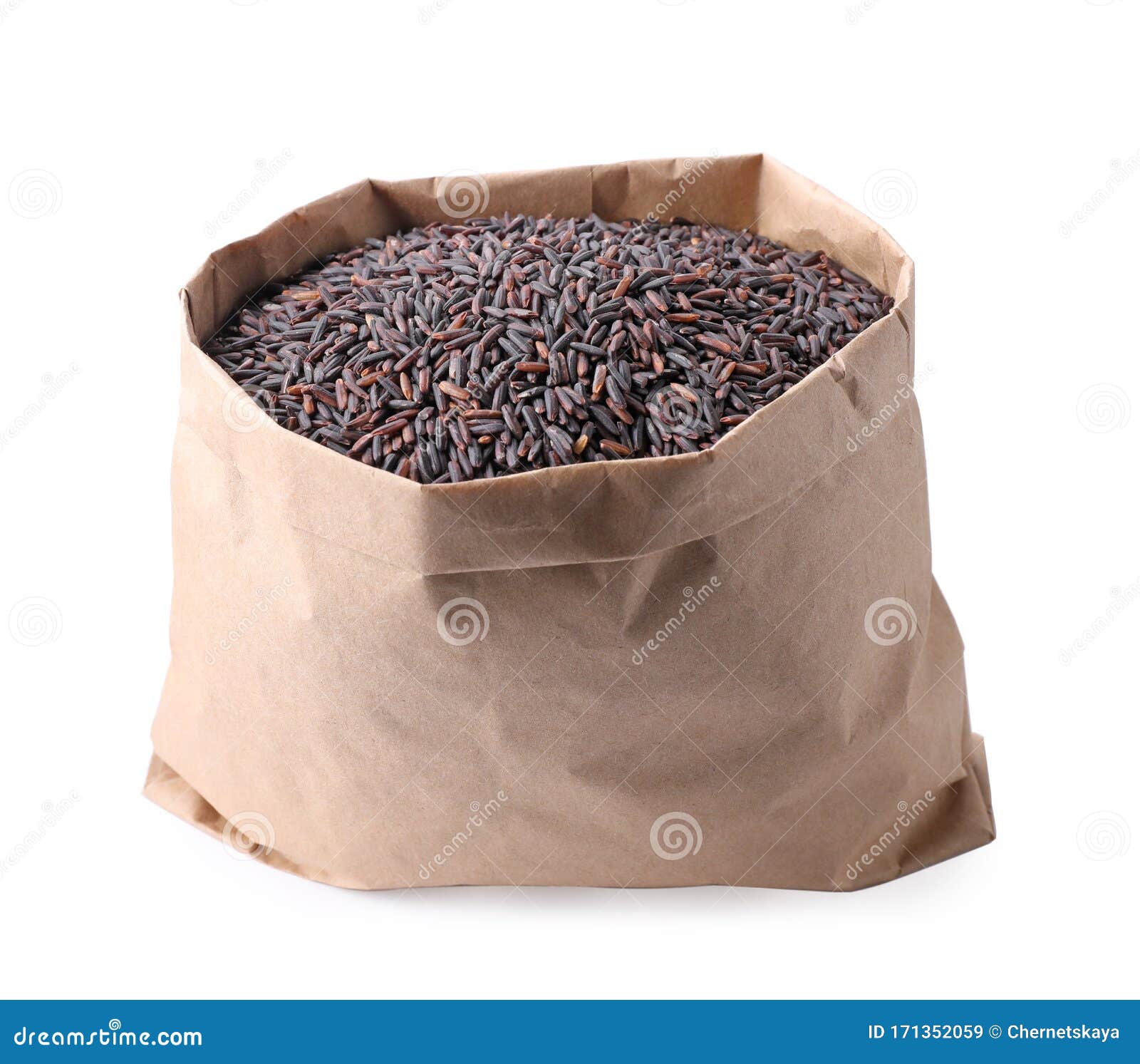 Brown Rice in Paper Bag Isolated Stock Image - Image of organic ...