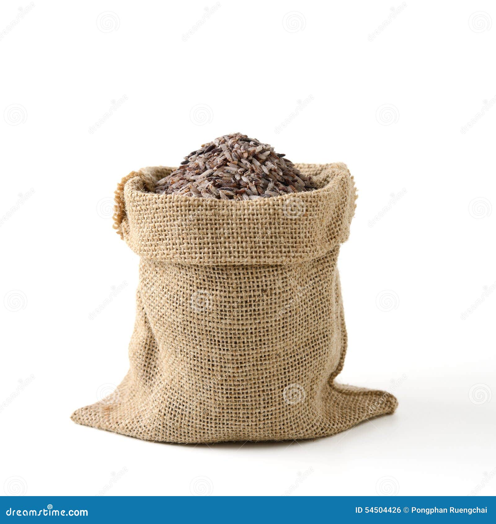 Brown rice in sack bag stock photo. Image of closeup - 54504426