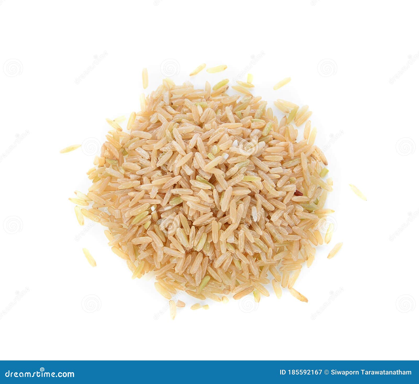 Brown Rice Top View on White Background Stock Image - Image of texture ...