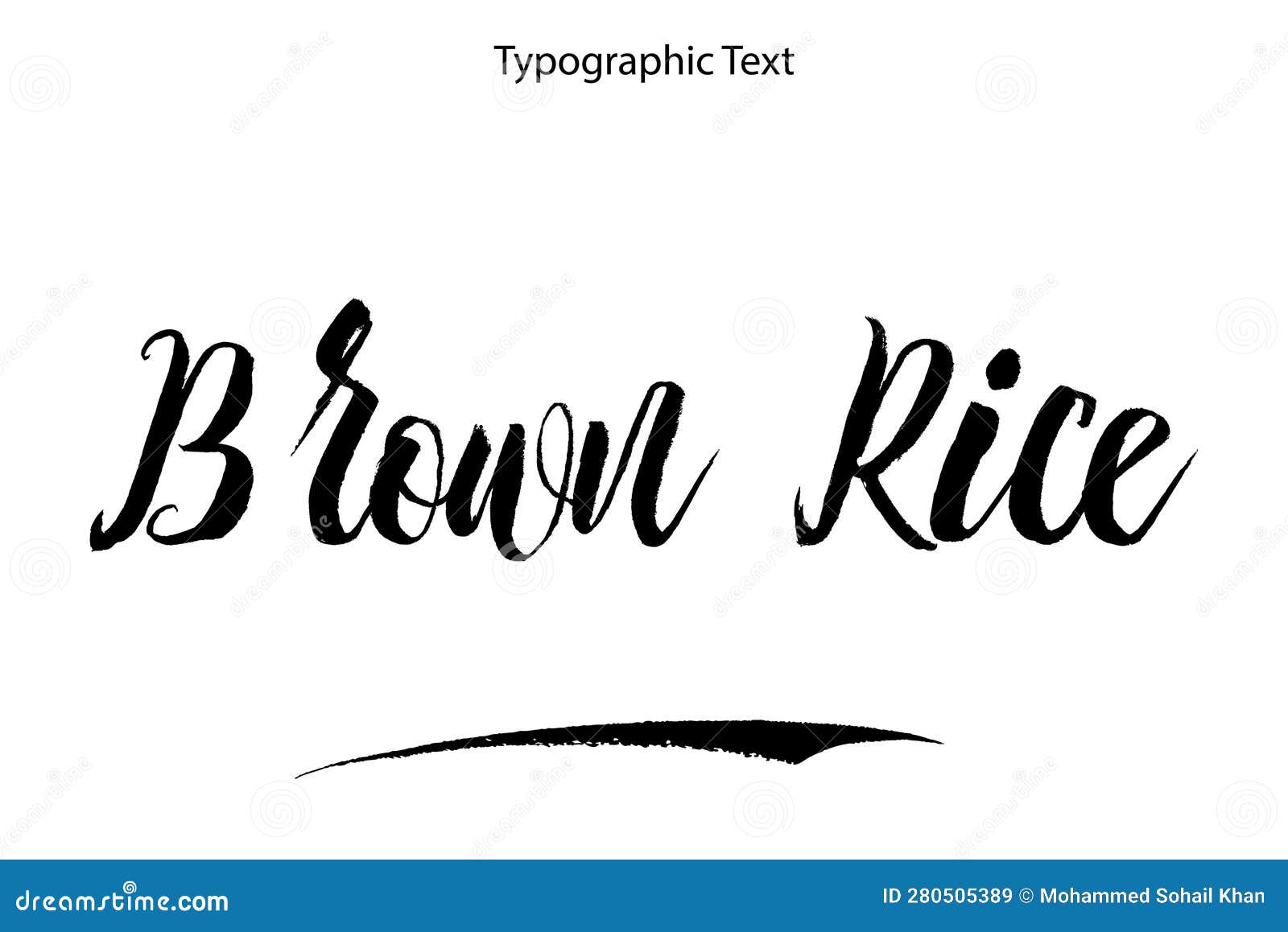 Brown Rice Typography Lettering Text Vector Design Quote Stock Vector ...