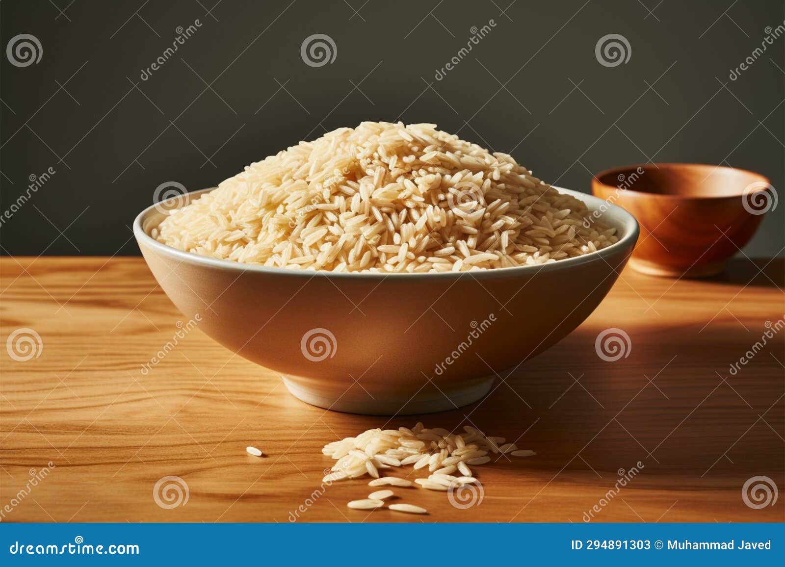 Brown Rice, Uncooked and Fresh, in a Clean White Bowl Stock ...