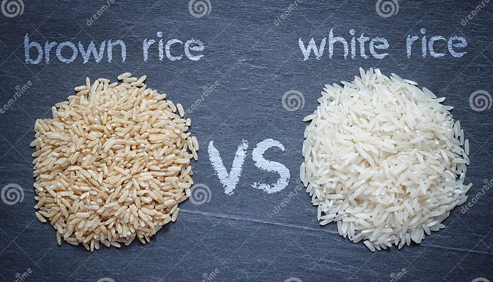Brown rice vs white rice stock image. Image of white - 69030663