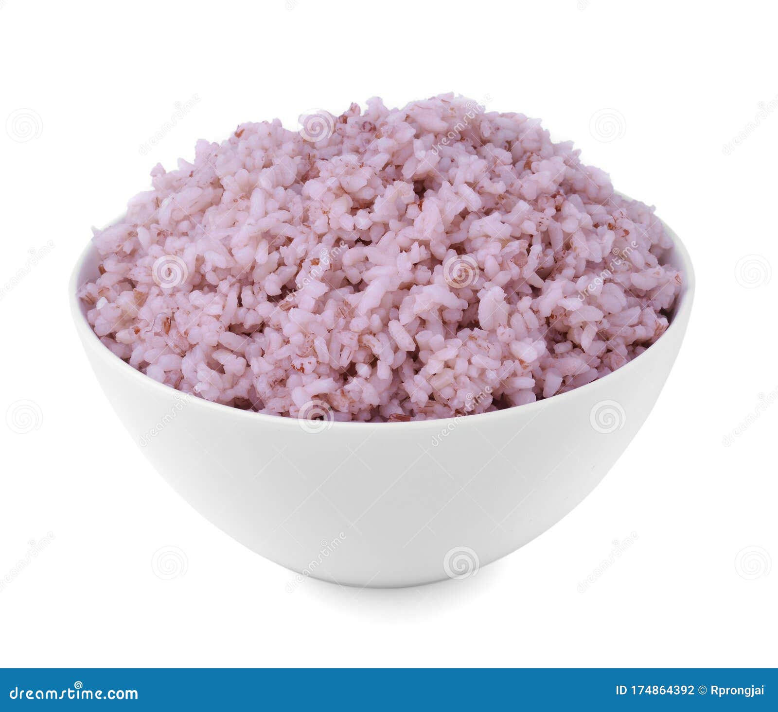 Brown rice in white bowl stock photo. Image of closeup - 174864392