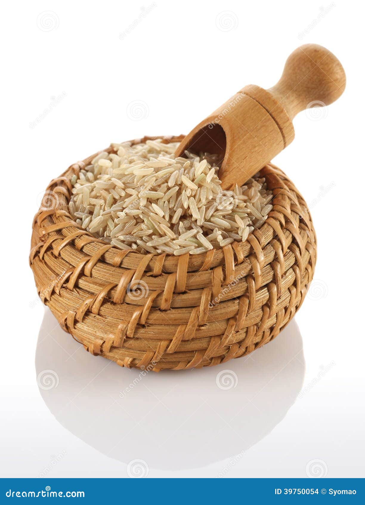 Brown Rice in a Wicker Basket Stock Photo - Image of kernel, cereal ...