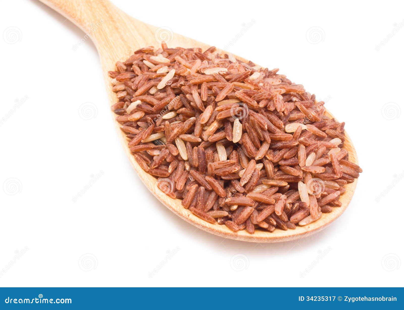 Brown Rice with Wooden Spoon. Stock Image - Image of pile, healthy ...