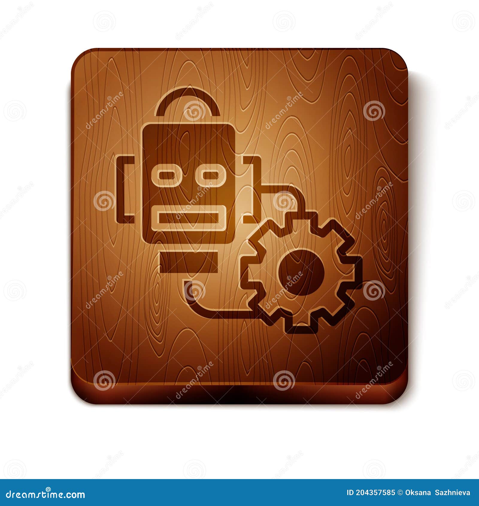 Brown Robot Icon Isolated On White Background. Artificial Intelligence ...