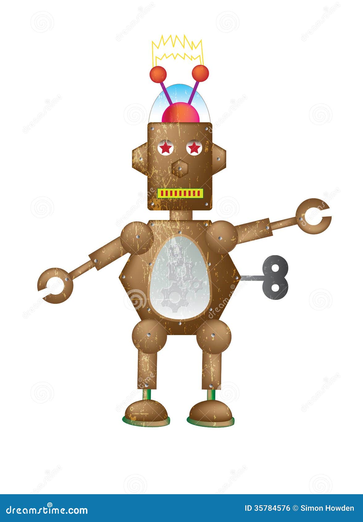 Brown Robot stock illustration. Illustration of robotic - 35784576