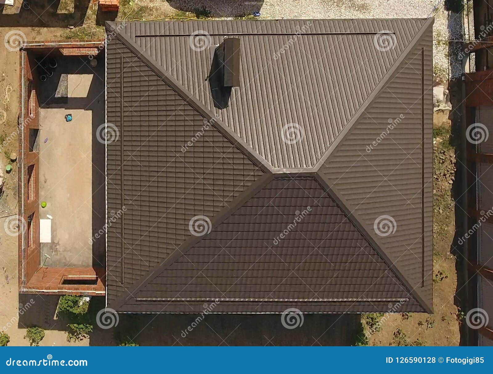 The Brown Roof of the New House. Home Construction Stock Photo - Image ...