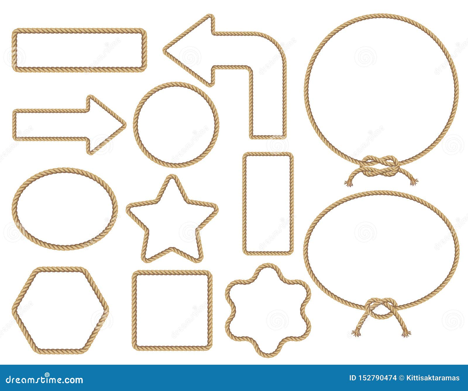 Brown Rope Frame Set. Vector Illustration Stock Vector - Illustration ...