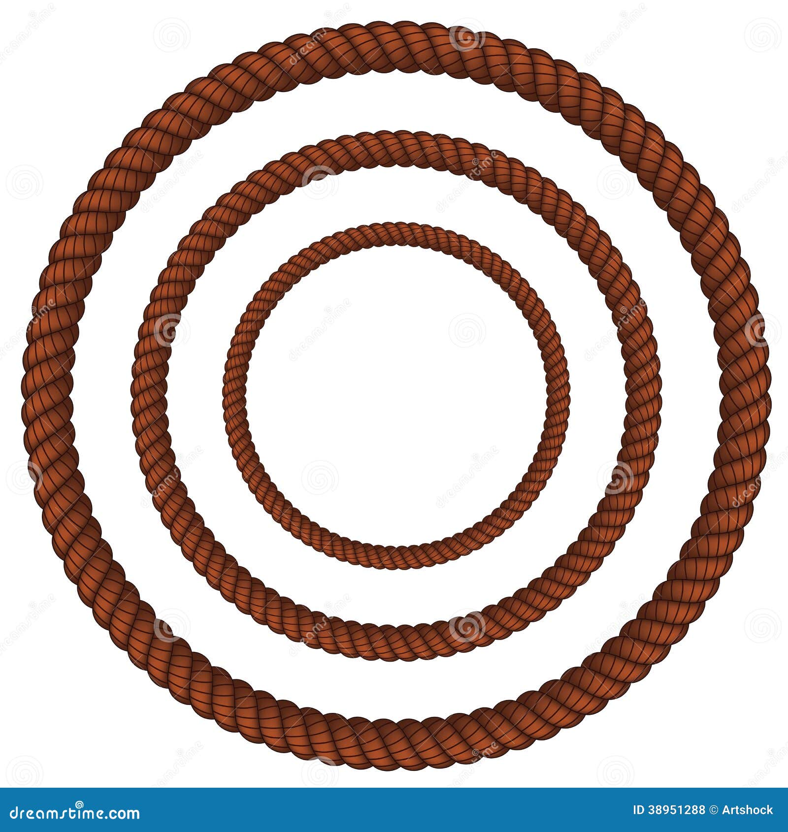 Brown rope in three sizes stock vector. Illustration of spiral - 38951288