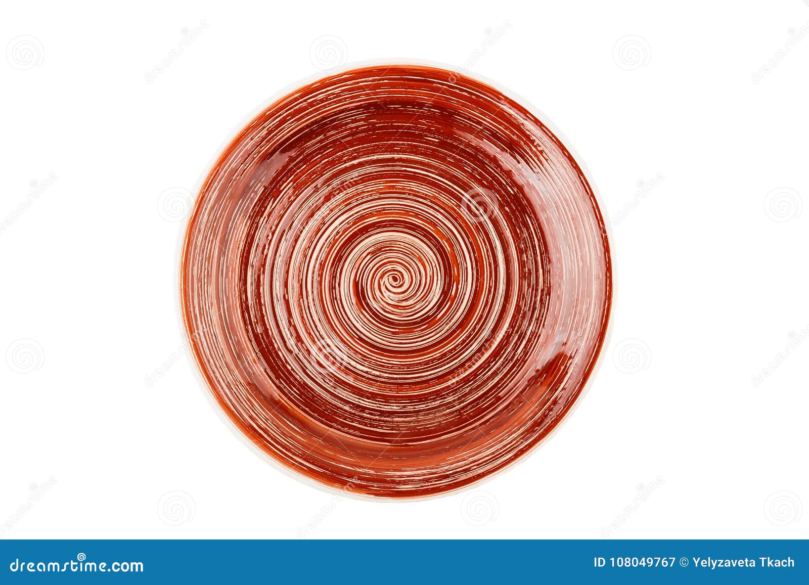 Brown Round Ceramic Plate with Spiral Pattern, Isolated on White Stock ...