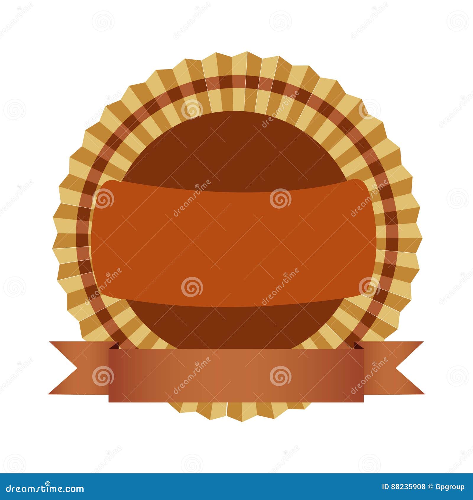 Brown Round Emblem with Ribbon Icon Stock Illustration - Illustration ...
