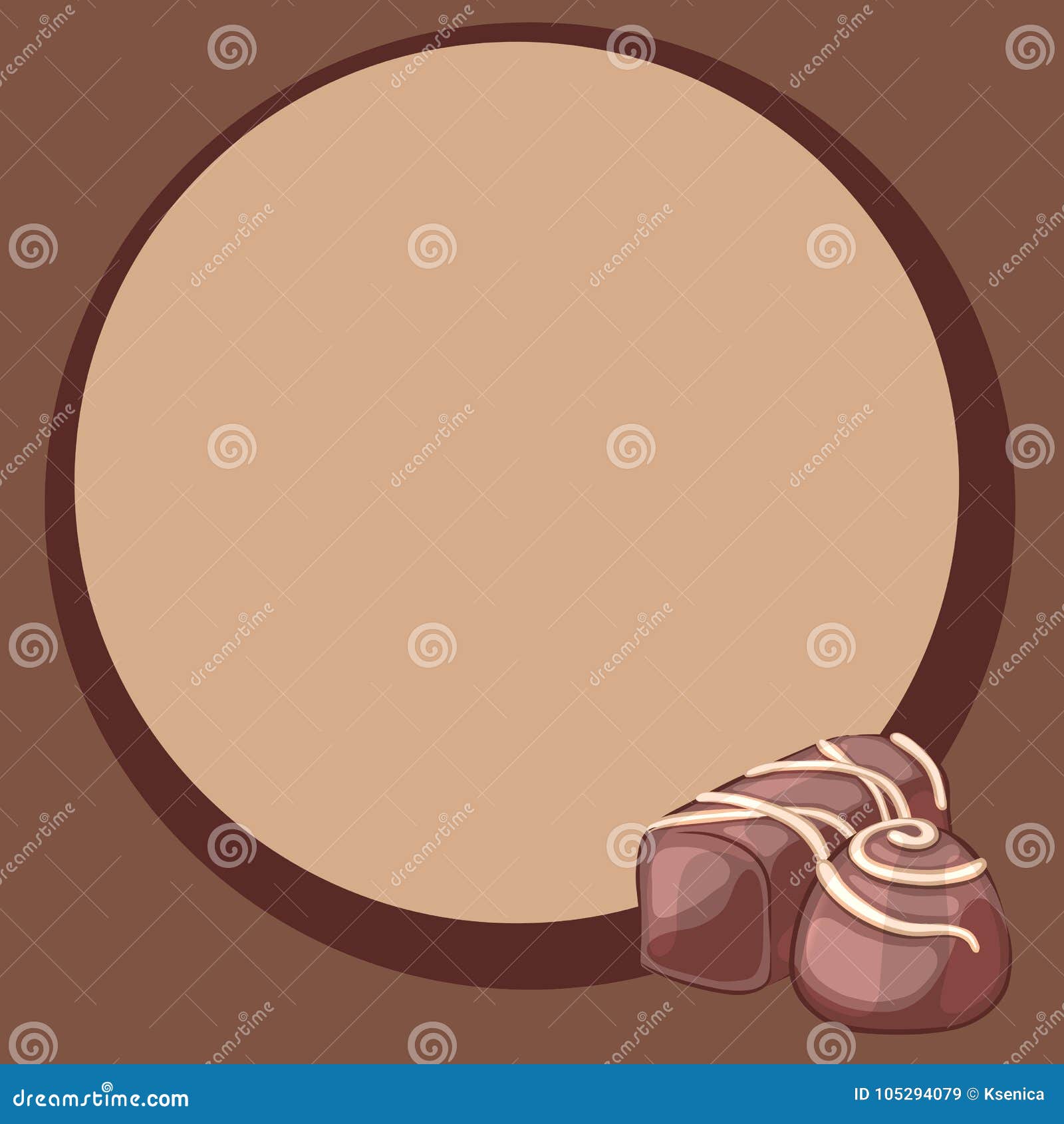 Brown Round Frame, Decorated with Chocolate Candy. Stock Vector ...