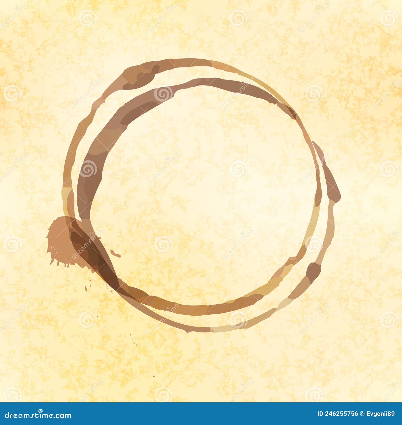 Multiple Brown Round Shaped Coffee Cup Stain on Old Vintage Paper Stock ...