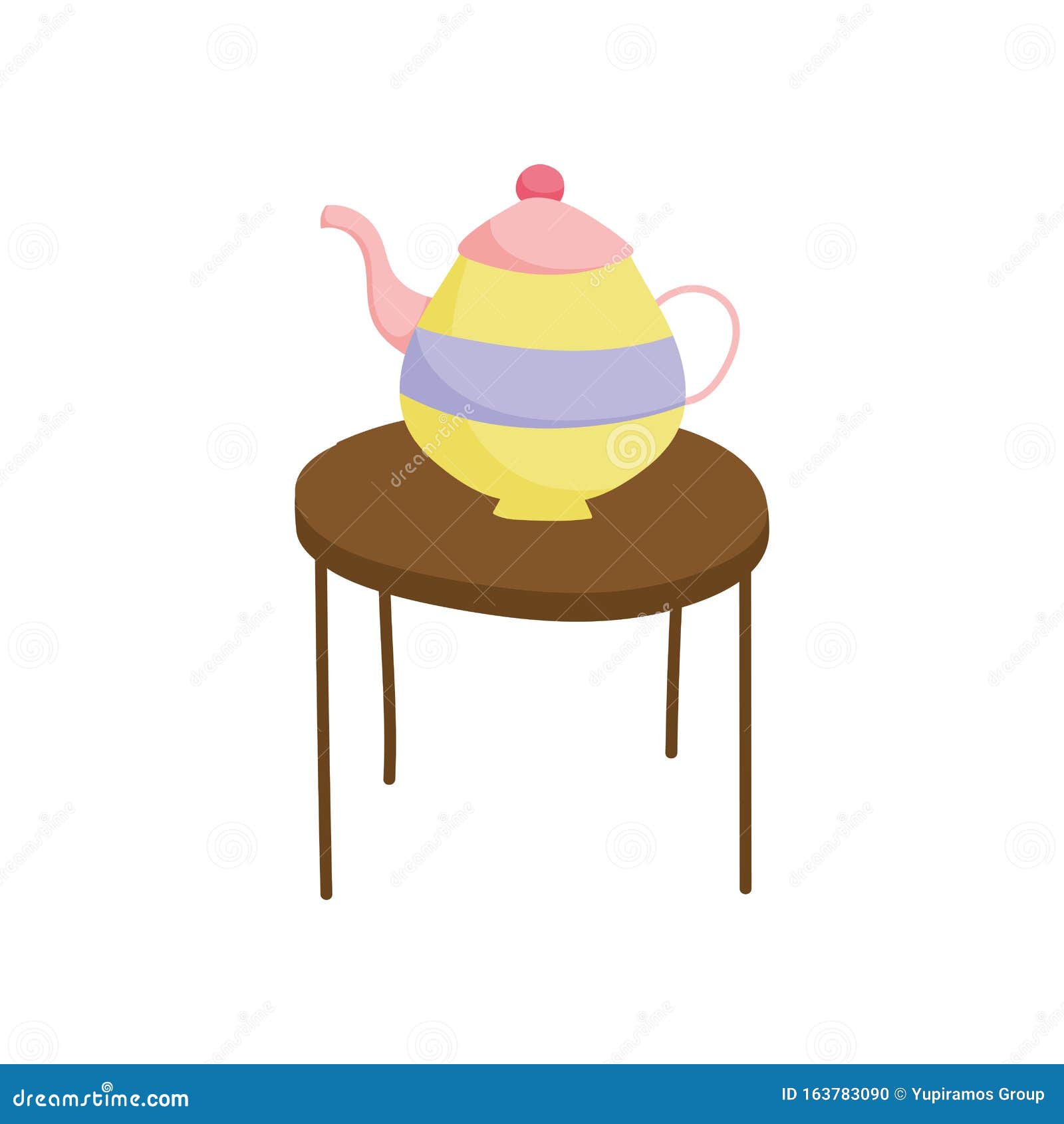 Brown Round Table with Teapot Icon Stock Vector - Illustration of ...