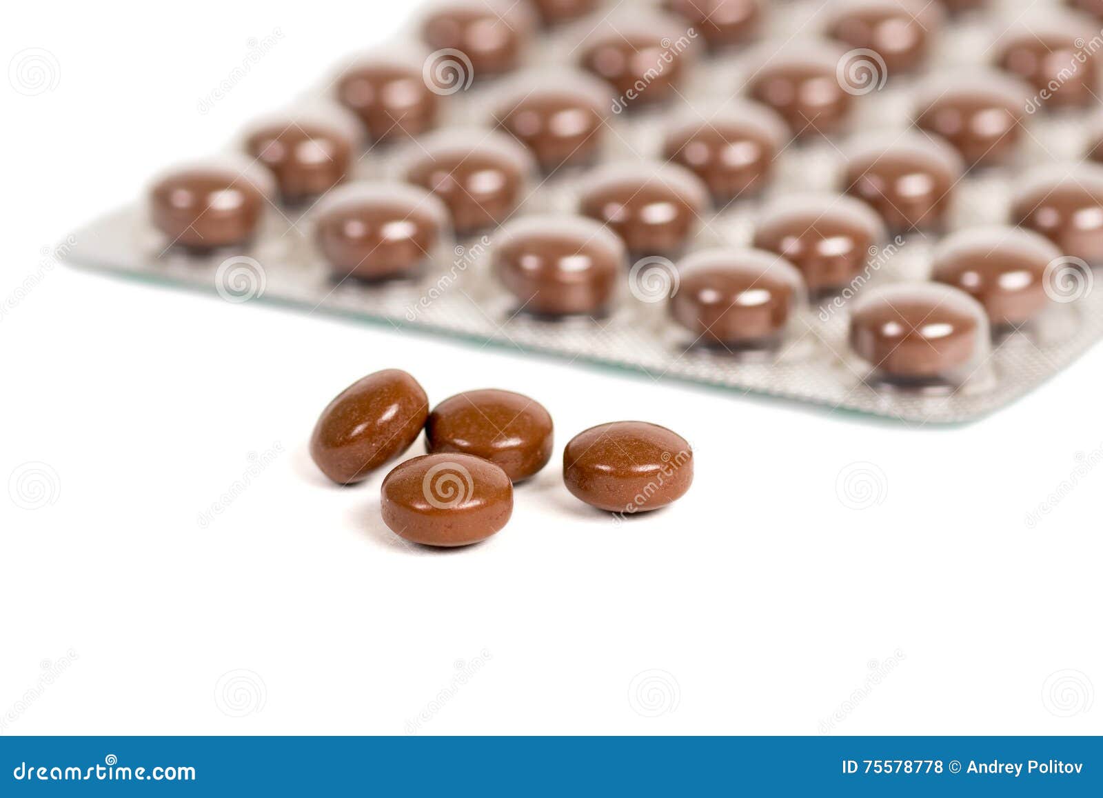 Brown Round Vitamin Tablet Blister Stock Photo - Image of cure ...
