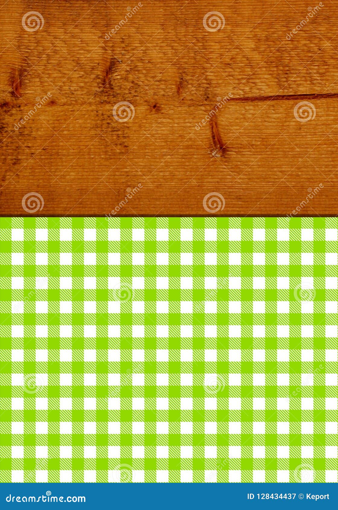 Brown Rustic Wooden Texture with Green White Tablecloth Stock Image ...