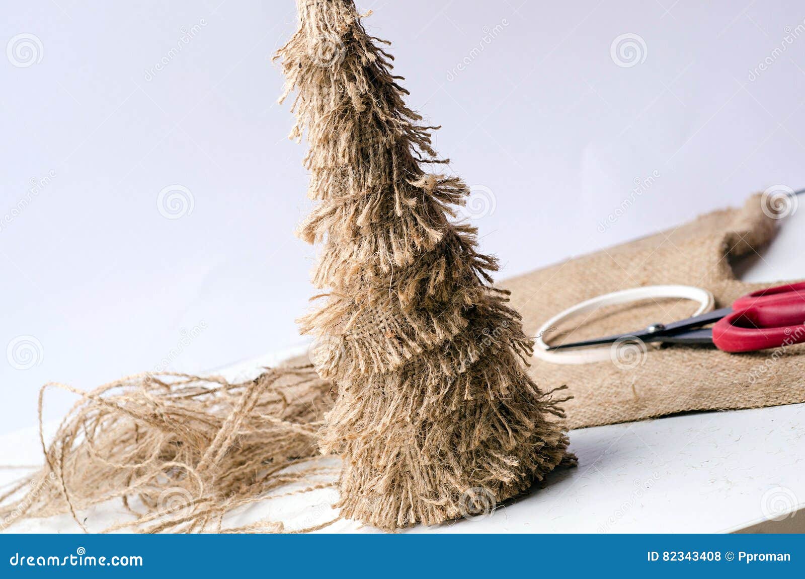 Brown Sacking Christmass Tree, Hand Made Stock Photo - Image of texture ...