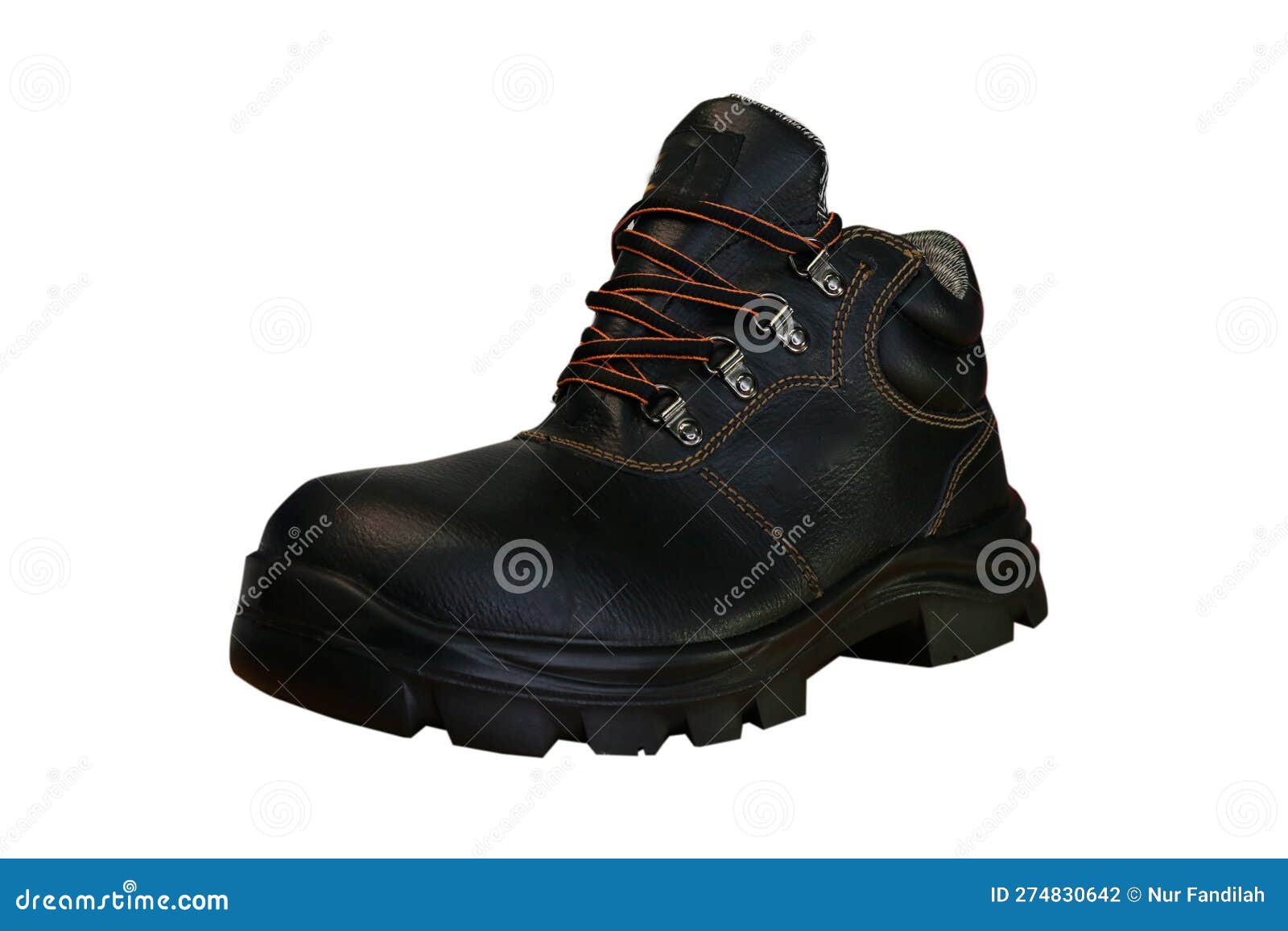 Brown Safety Shoes Made of Leather with a White Background Stock Photo ...