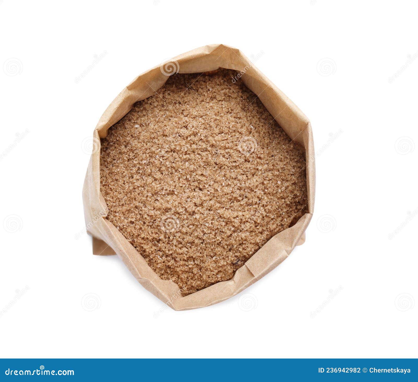 Brown Salt in Paper Bag Isolated on White, Top View Stock Photo - Image ...