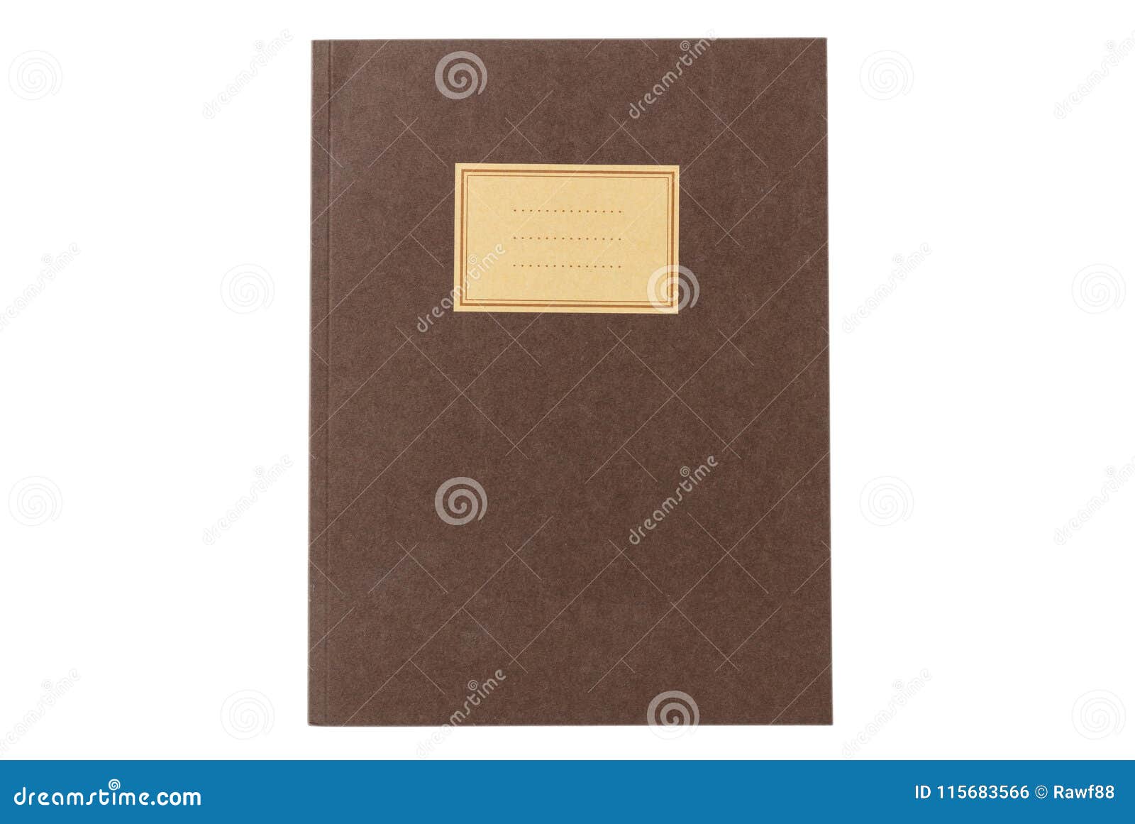 School Notebook Old Fashioned Isolated on White Background, Blank Label ...