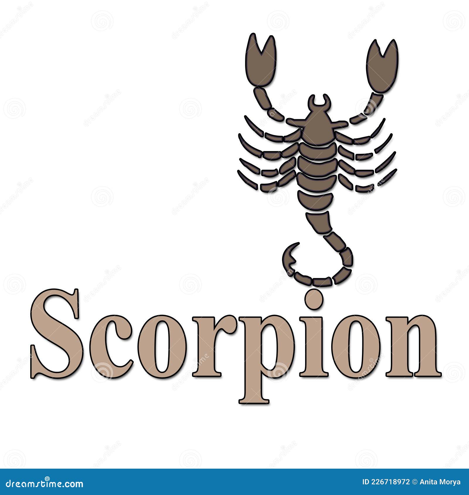 Brown Scorpion and Text White Background Stock Illustration ...