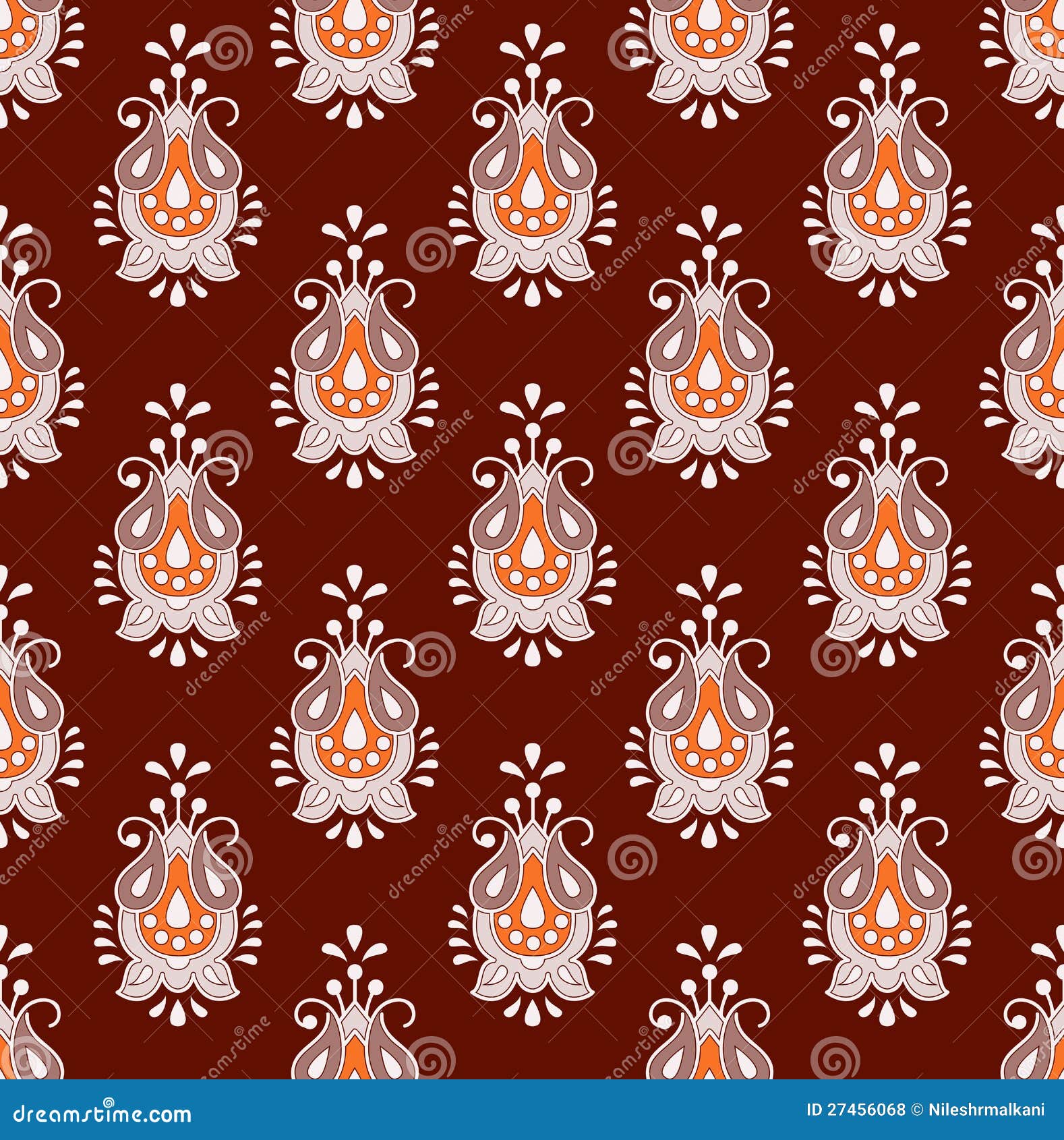 Brown Seamless Paisley Background Stock Vector - Illustration of ornate ...