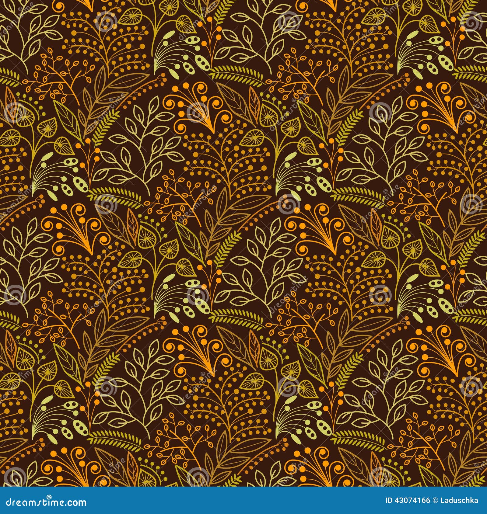 Brown seamless pattern stock vector. Illustration of botanics - 43074166