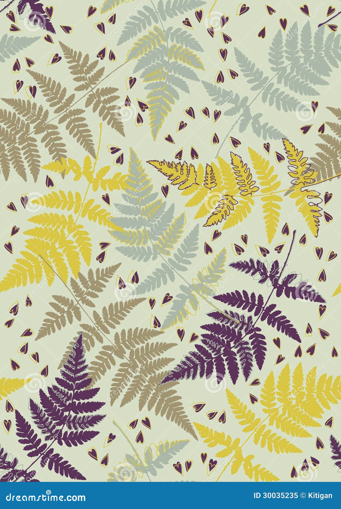 Seamless Pattern with Fern Leaves Stock Vector - Illustration of violet ...