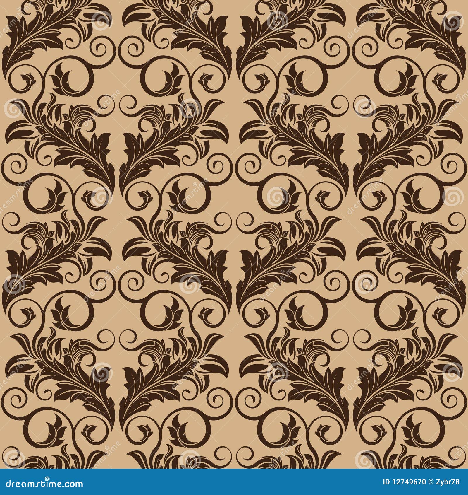 Brown seamless wallpaper stock vector. Illustration of silk - 12749670