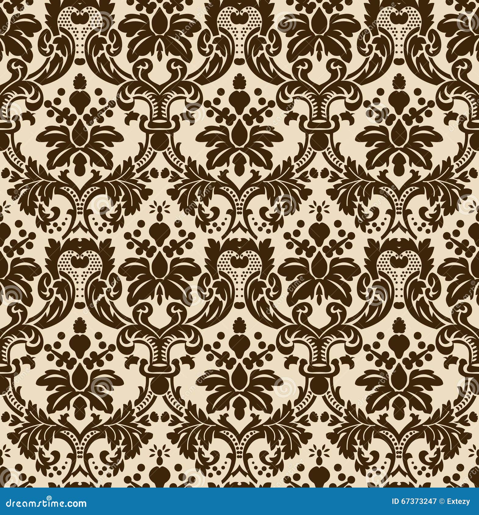 Brown seamless wallpaper stock vector. Illustration of floral - 67373247