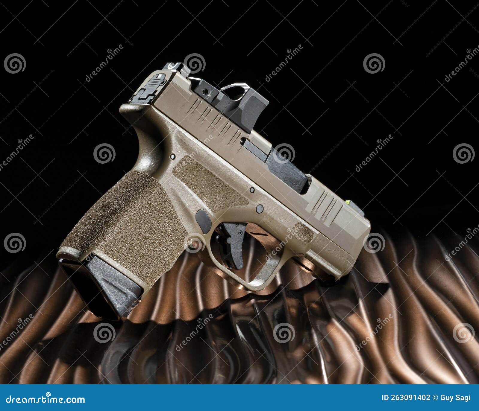 Tan Semi-auto Pistol on a Wavy Surface Stock Photo - Image of violence ...